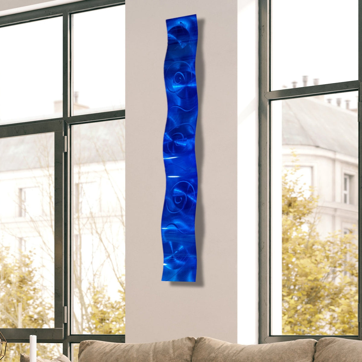 Blue Abstract Metal Wall Accent Sculpture by Jon Allen 46.5" x 6 ...