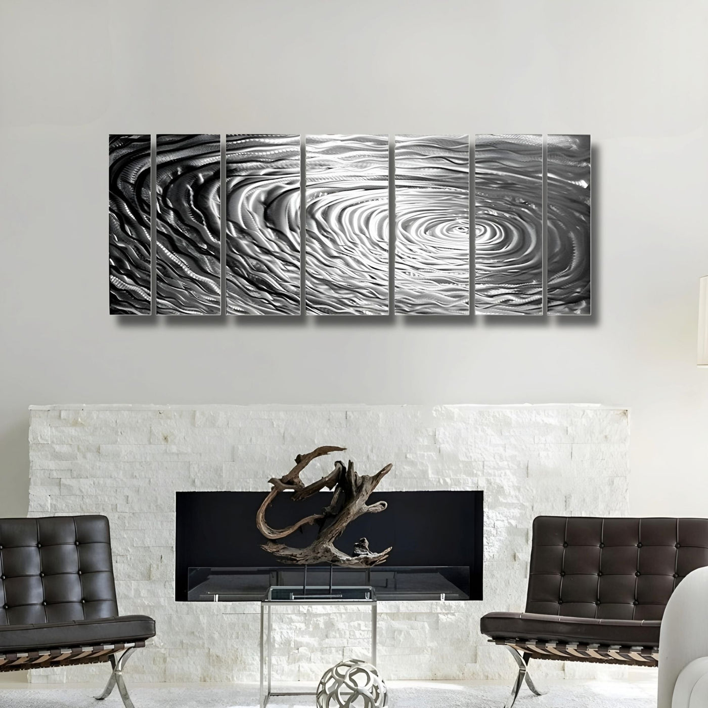 Silver Abstract Metal Wall Art Panels Jon Allen Indoor/Outdoor Decor ...