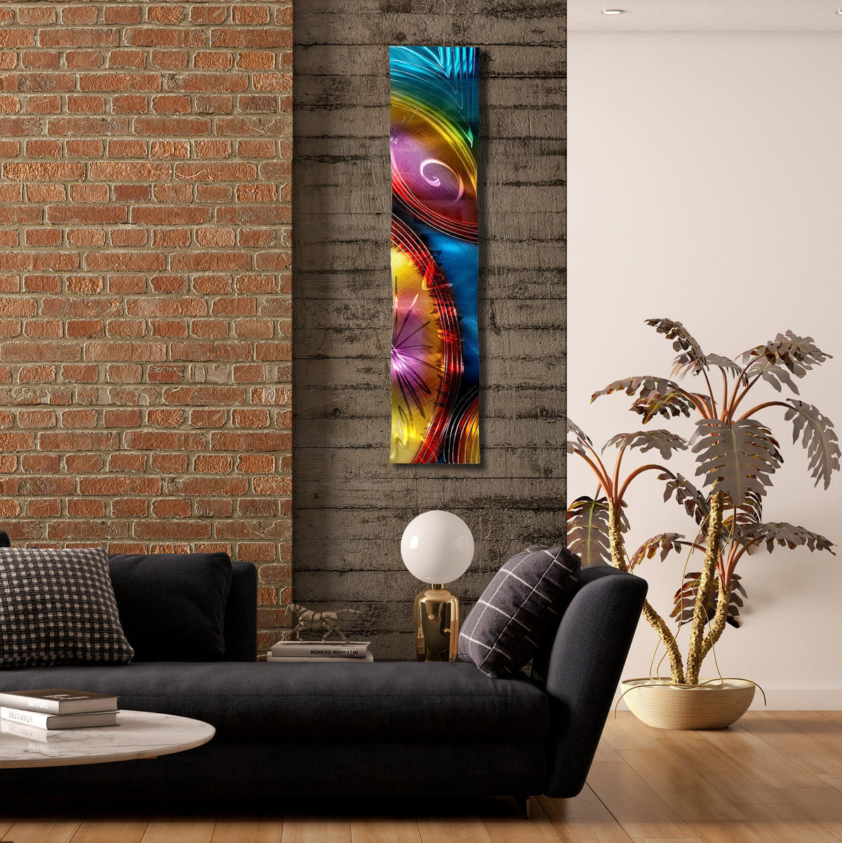 Multicolor Rainbow Metal Wall Art Accent by Jon Allen 46" x 1 ...