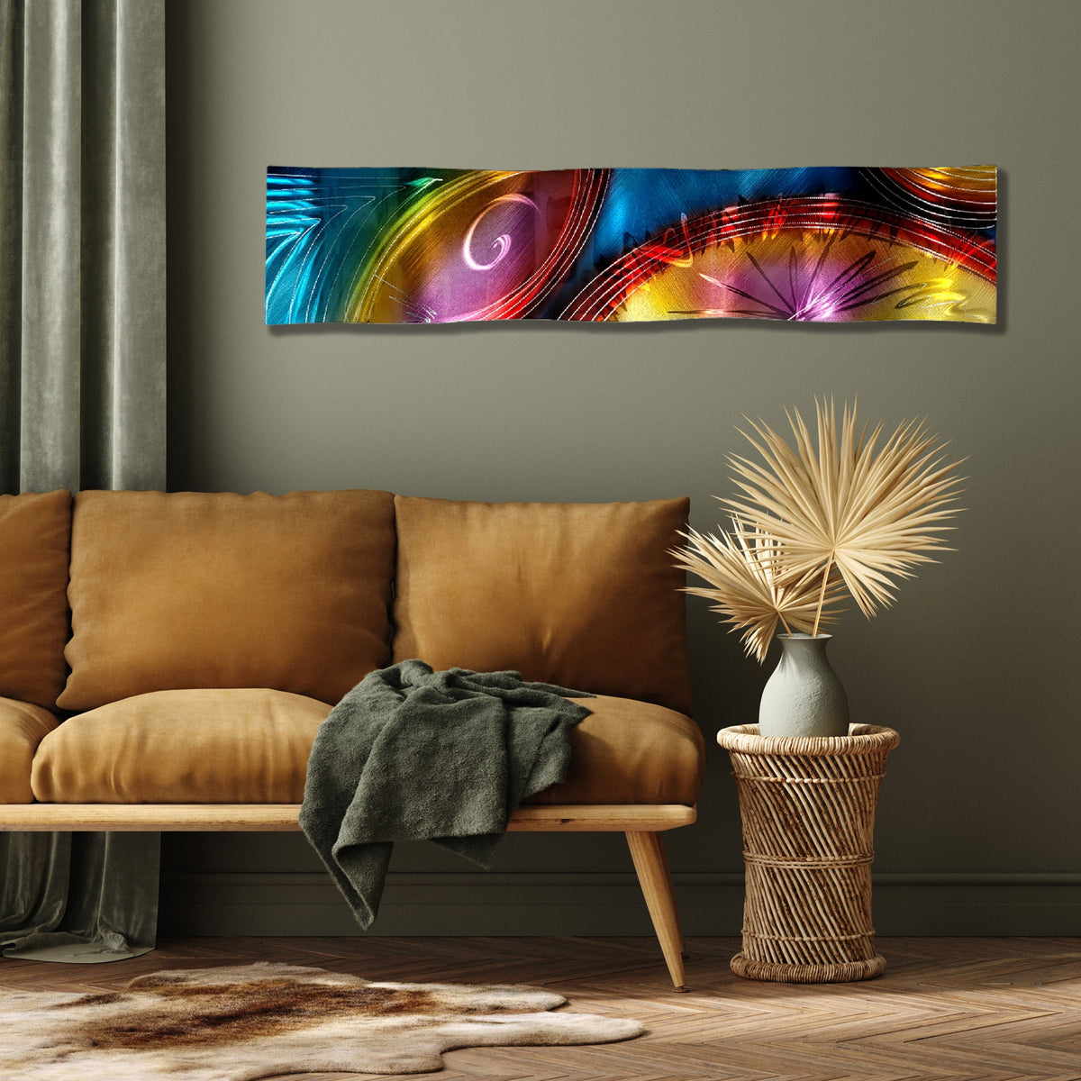 Multicolor Rainbow Metal Wall Art Accent by Jon Allen 46" x 1 ...