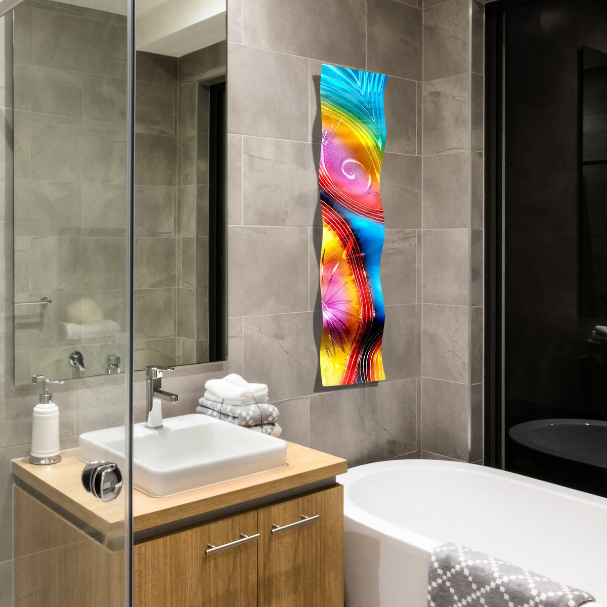 Multicolor Rainbow Metal Wall Art Accent by Jon Allen 46" x 1 ...