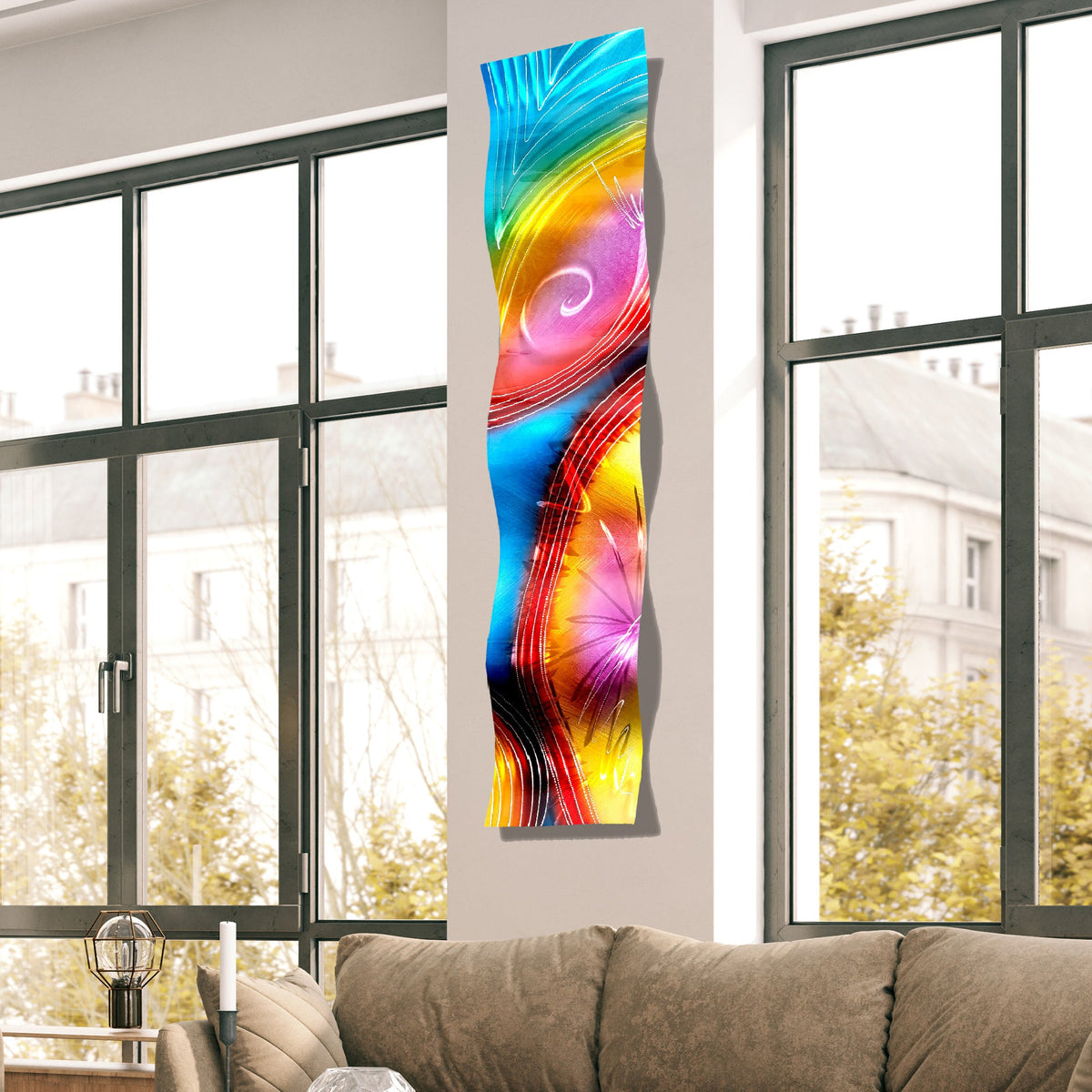 Multicolor Rainbow Metal Wall Art Accent by Jon Allen 46" x 1 ...