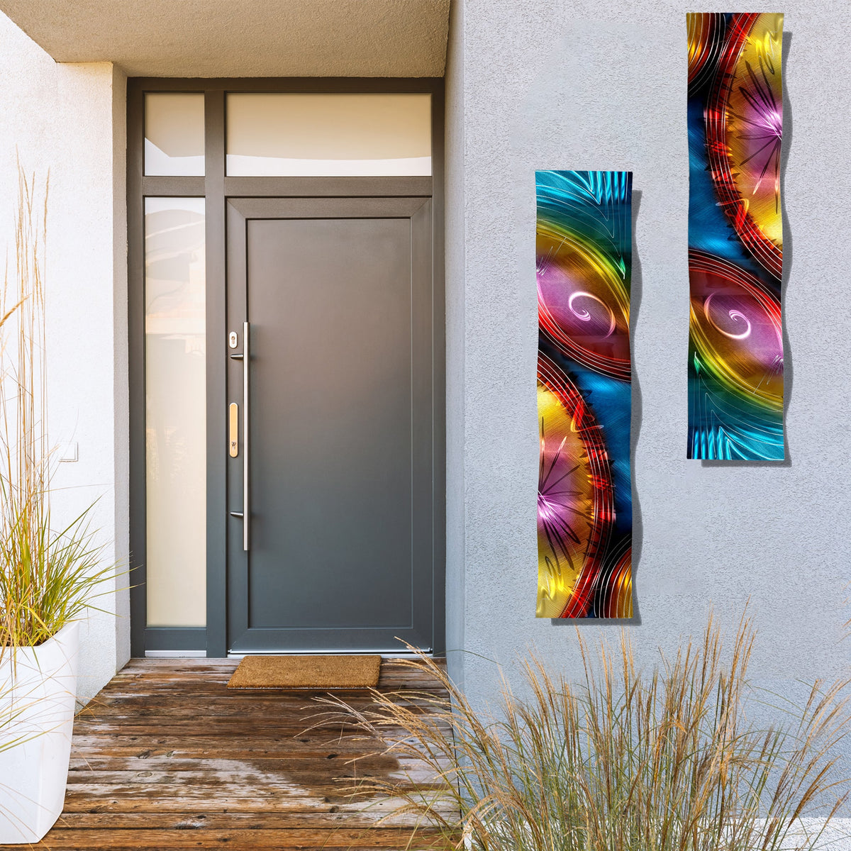 Multicolor Rainbow Metal Wall Art Accent by Jon Allen 46" x 1 ...