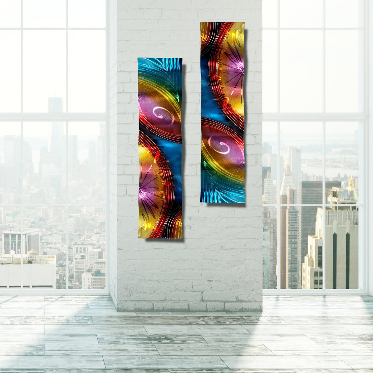 Multicolor Rainbow Metal Wall Art Accent by Jon Allen 46" x 1 ...