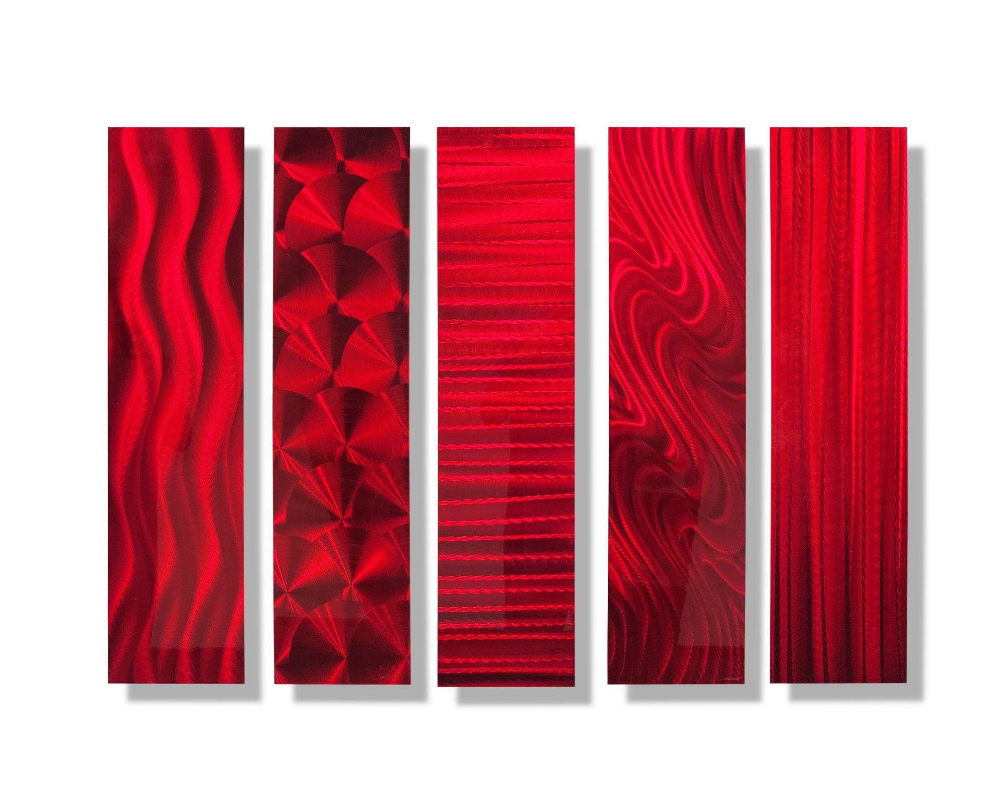 Red Etched Metal Wall Art Accent Panels by Jon Allen 24" x 6"- 5 Easy ...