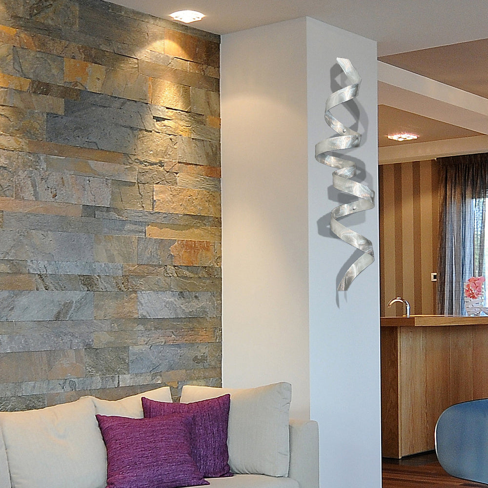 Silver Modern Metal Wall Sculpture Accent by Jon Allen 44" x 10 ...