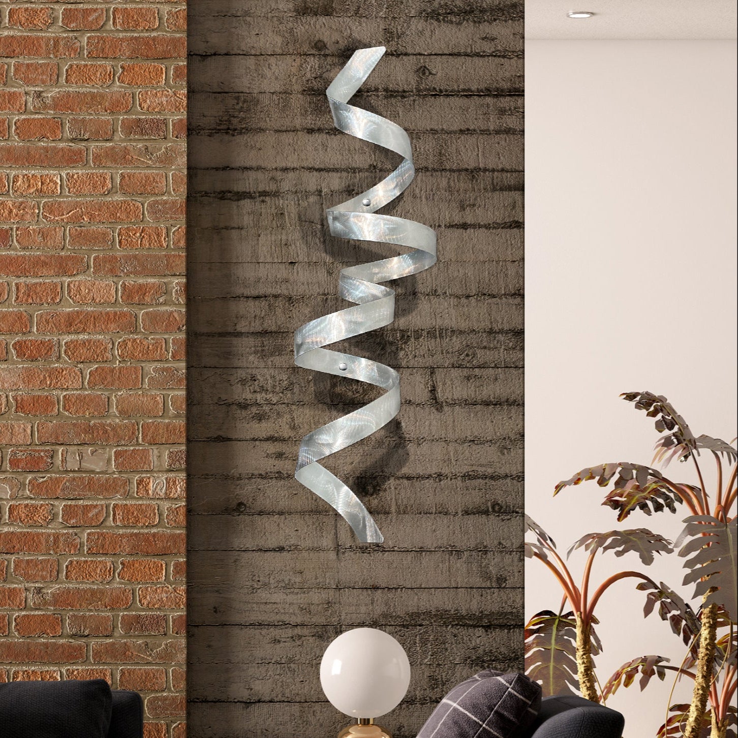 Silver Modern Metal Wall Sculpture Accent by Jon Allen 44" x 10 ...