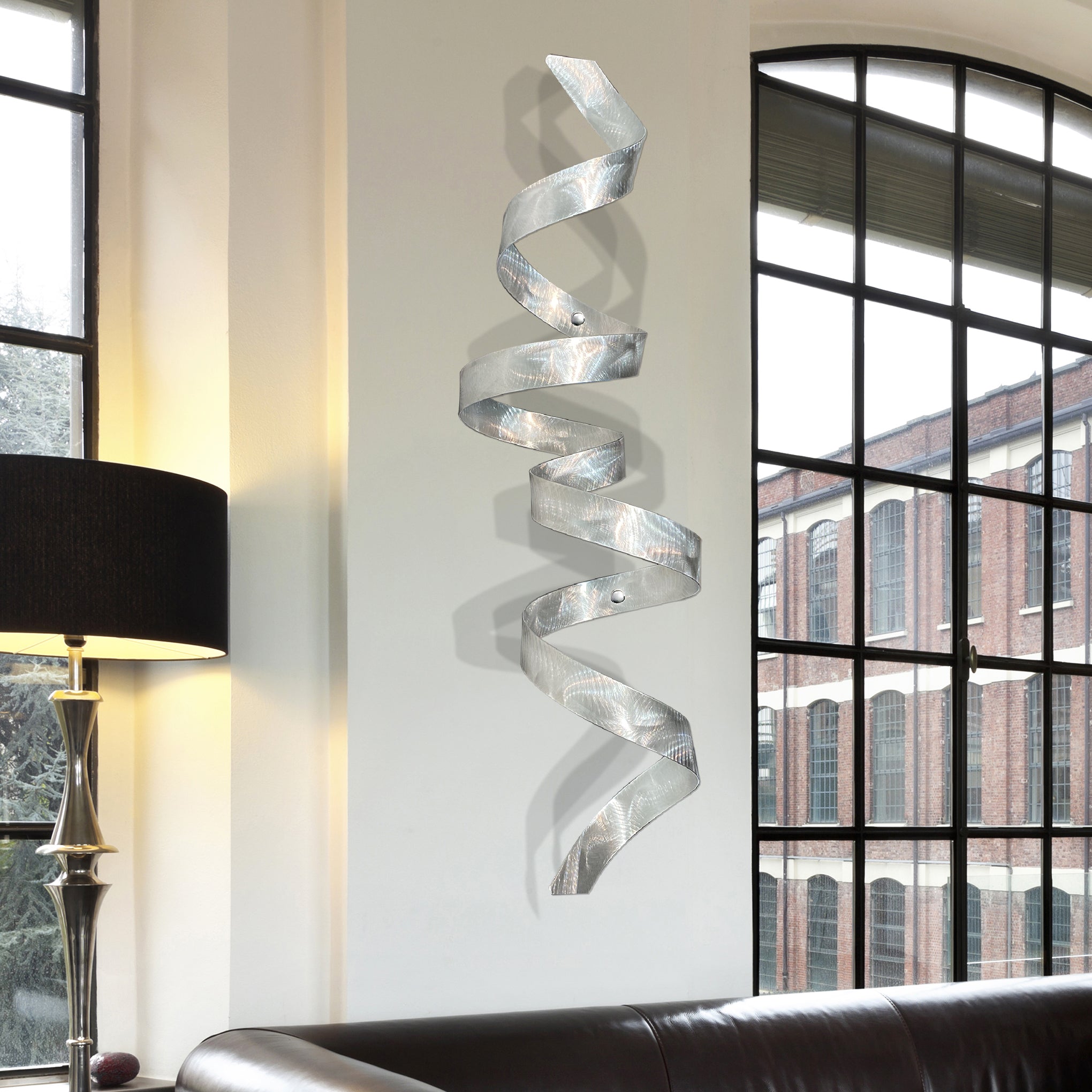 Silver Wall Twist - Metal Wall Sculpture 44"H