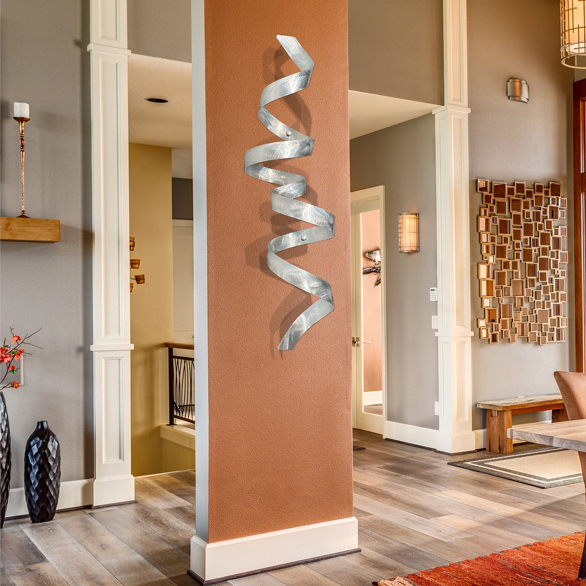 Silver Modern Metal Wall Sculpture Accent by Jon Allen 44" x 10 ...