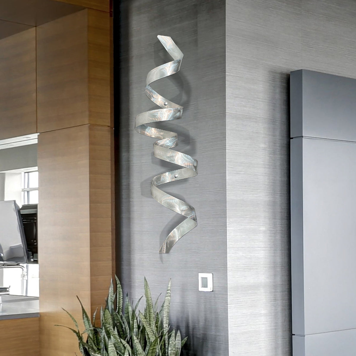 Silver Modern Metal Wall Sculpture Accent by Jon Allen 44" x 10 ...