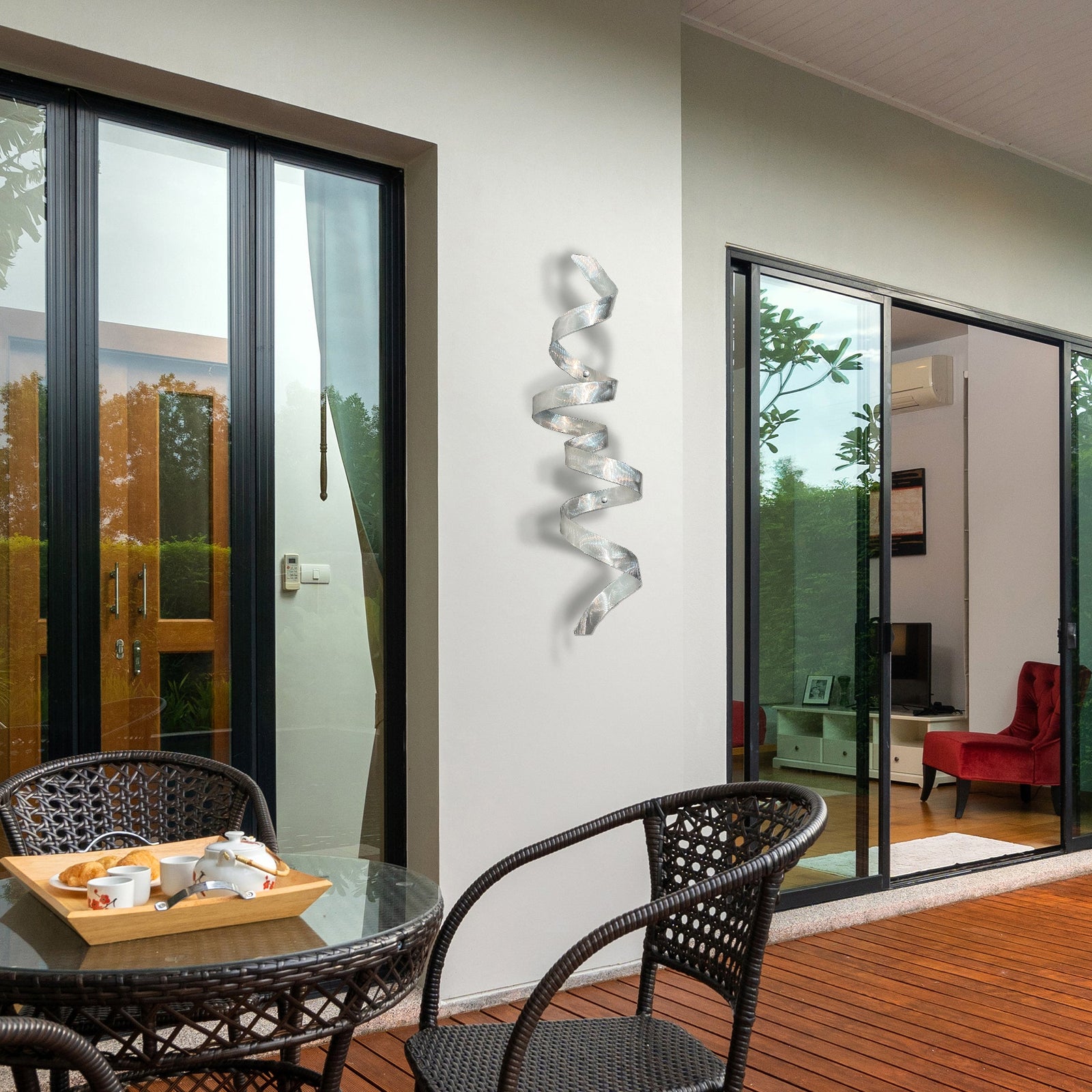 Silver Modern Metal Wall Sculpture Accent by Jon Allen 44" x 10 ...