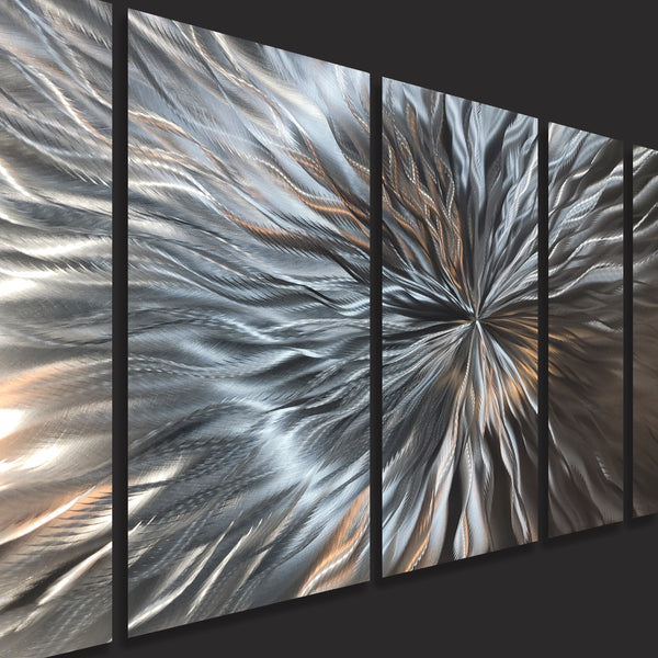 Silver Modern Abstract Metal Wall Art Panels by Jon Allen - Vortex ...