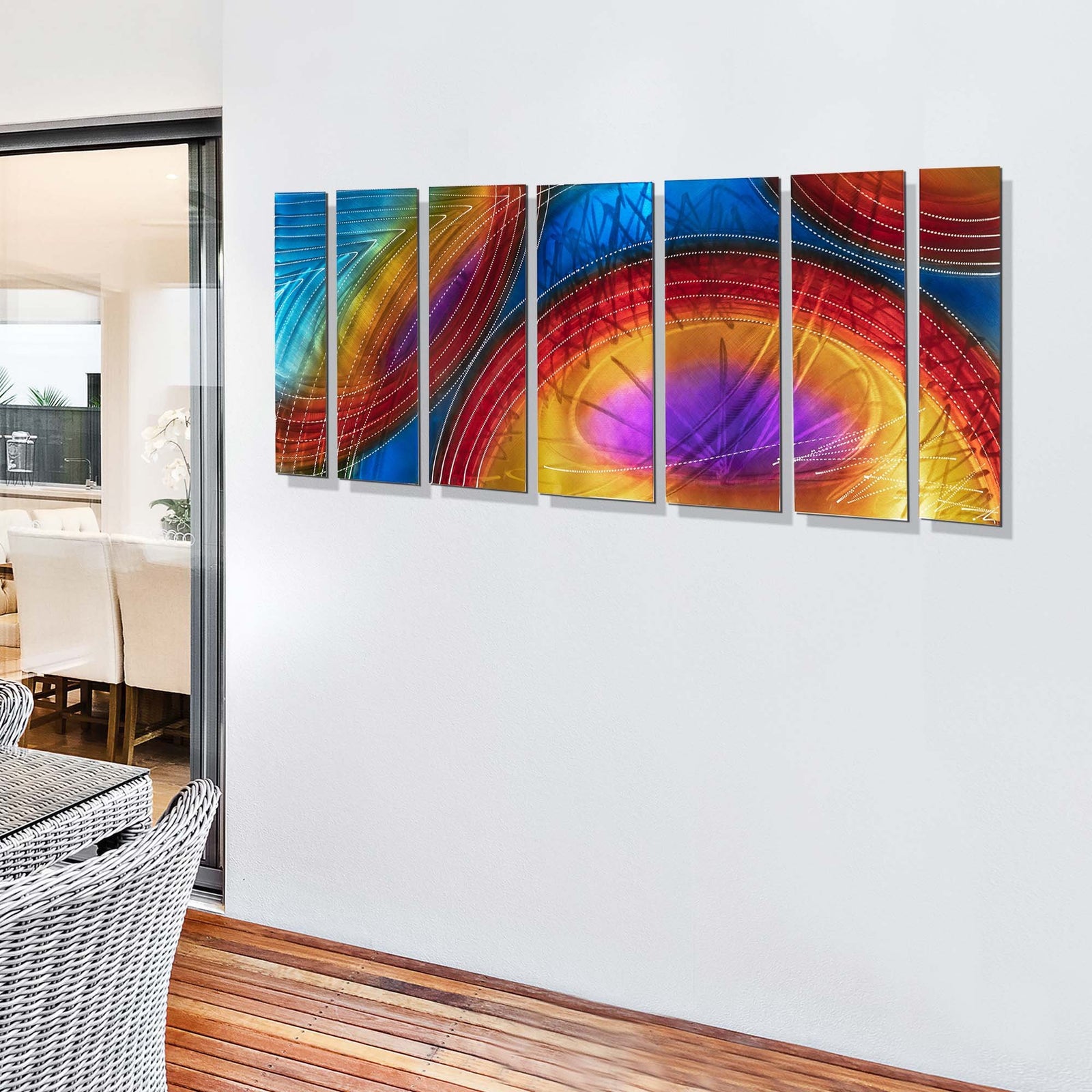 Large Rainbow Multicolor Modern Abstract Painting Metal Wall Art by Jon ...
