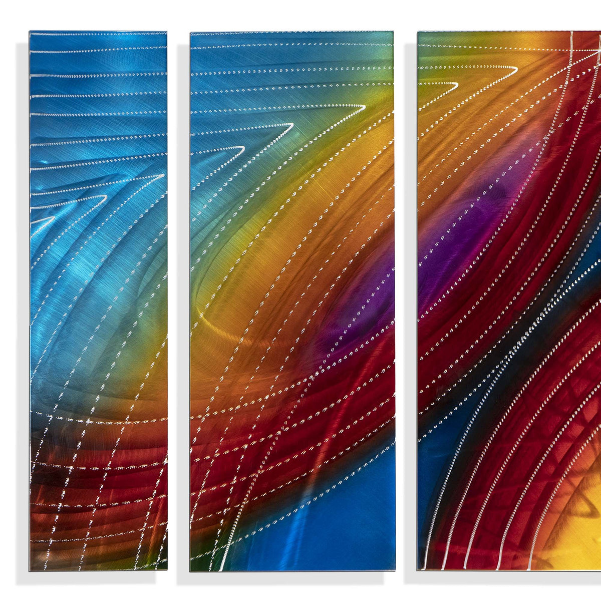Large Rainbow Multicolor Modern Abstract Painting Metal Wall Art by Jon ...