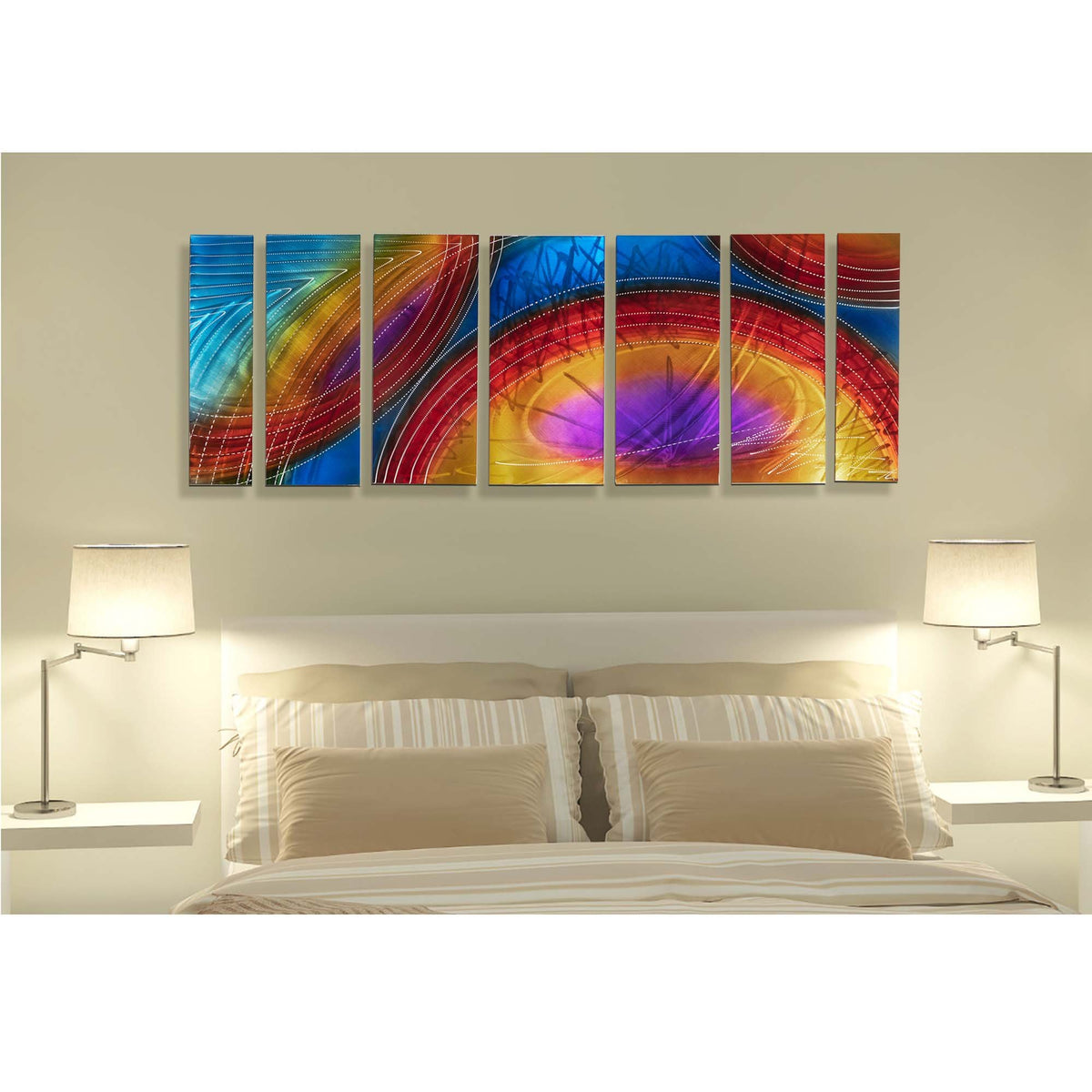 Large Rainbow Multicolor Modern Abstract Painting Metal Wall Art by Jon ...