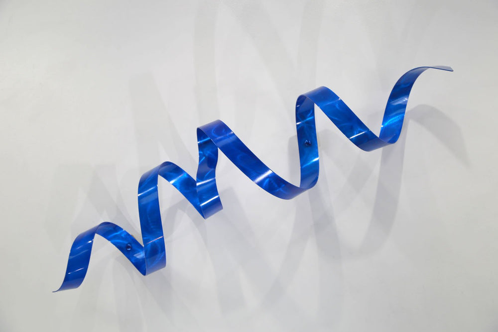 Blue Abstract 3D Metal Wall Sculpture Accent by Jon Allen 44" x 10 ...