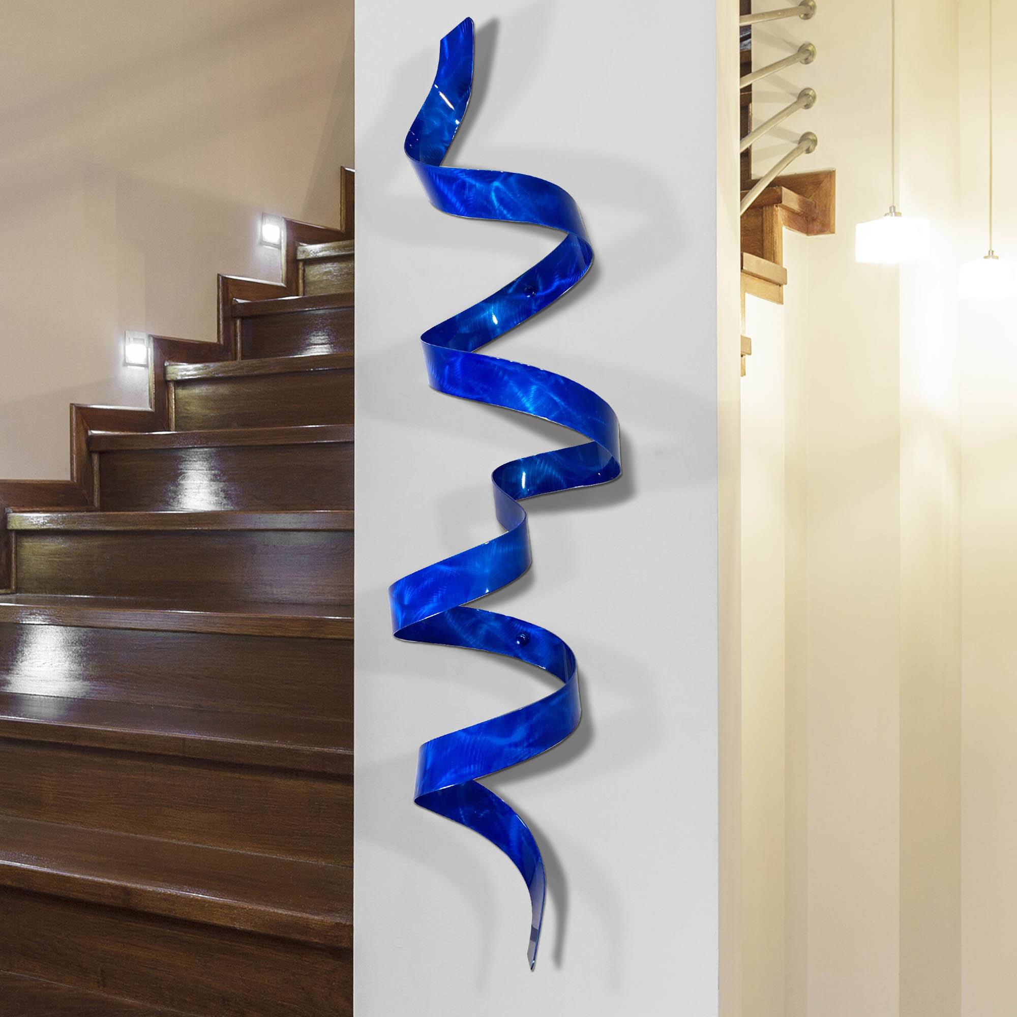 Blue Abstract 3D Metal Wall Sculpture Accent by Jon Allen 44" x 10 ...