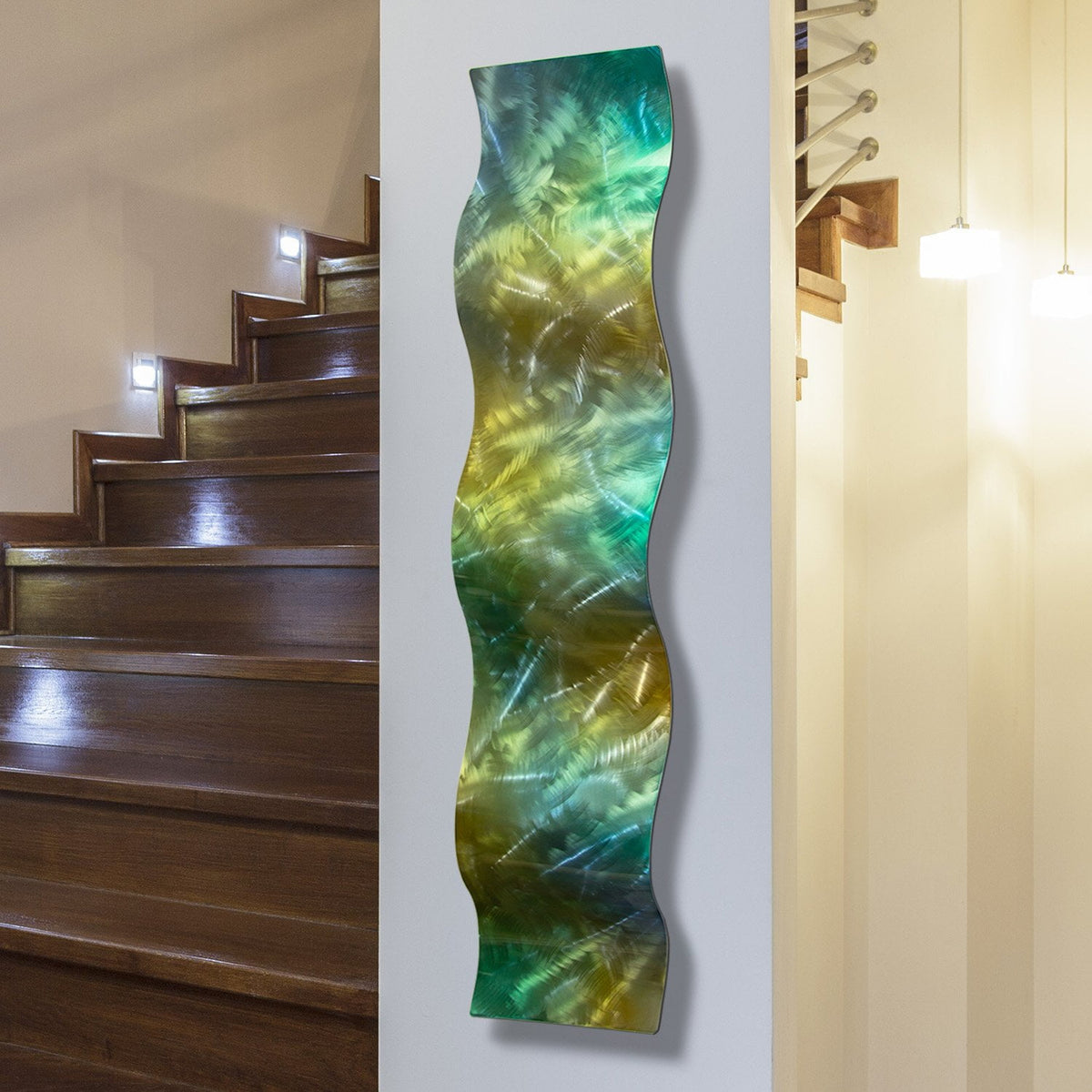 Aqua, Teal & Green Metal Wall Accent Sculpture by Jon Allen 46" x 1 ...