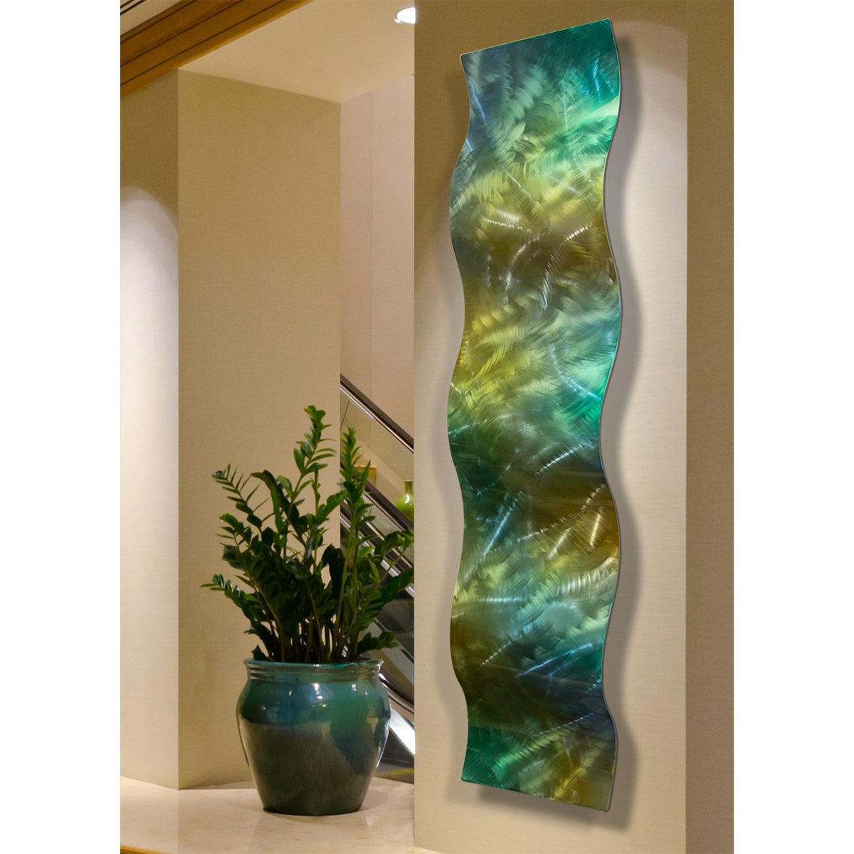 Aqua, Teal & Green Metal Wall Accent Sculpture by Jon Allen 46" x 1 ...