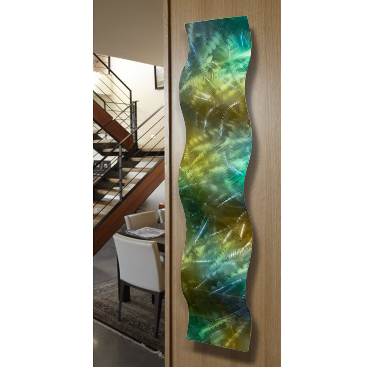 Aqua, Teal & Green Metal Wall Accent Sculpture by Jon Allen 46" x 1 ...