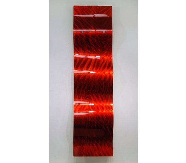 Red Modern Metal Wall Art Accent by Jon Allen 46" x 1" - Red Fire Wave ...