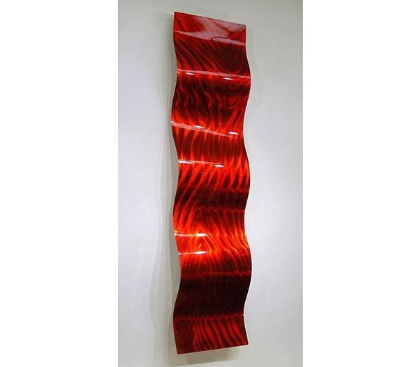 Red Modern Metal Wall Art Accent by Jon Allen 46" x 1" - Red Fire Wave ...