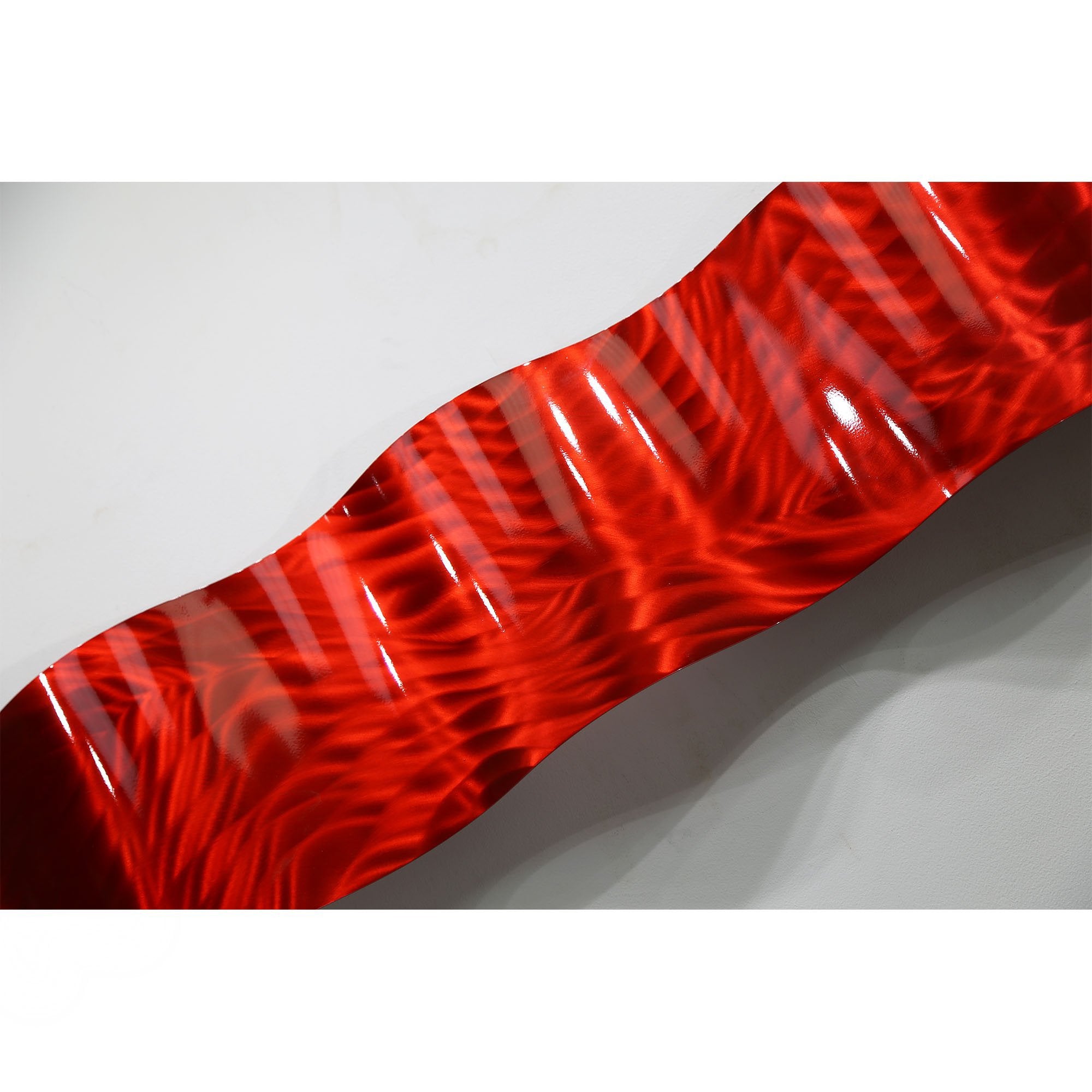 Red Modern Metal Wall Art Accent by Jon Allen 46" x 1" - Red Fire Wave ...
