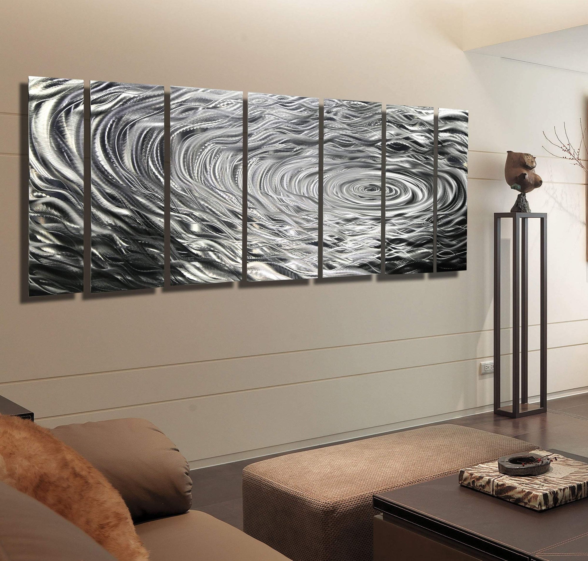 Silver Abstract Metal Wall Art Panels Jon Allen Indoor/Outdoor Decor ...