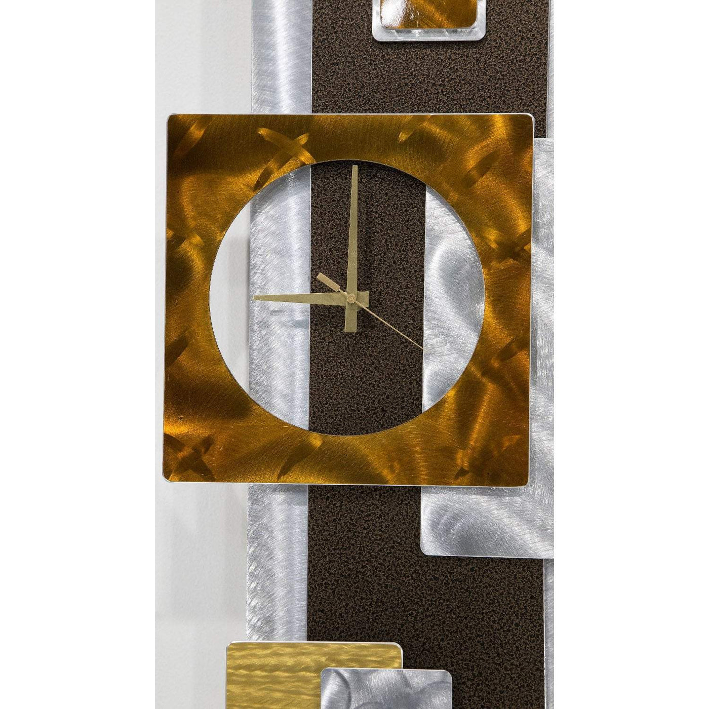 Silver, Copper & Gold Abstract Metal Wall Clock Art Sculpture 32" x 13 ...