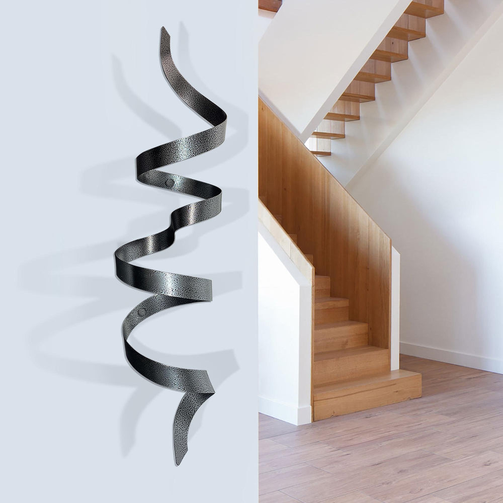 Black & Silver Modern Metal Wall Sculpture Accent Art 44" x 10 ...