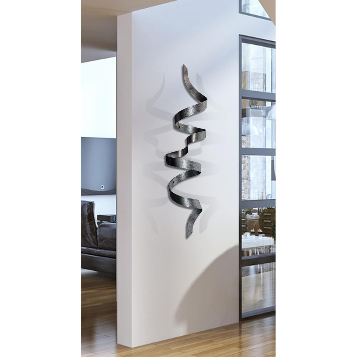 Black & Silver Modern Metal Wall Sculpture Accent Art 44" x 10 ...