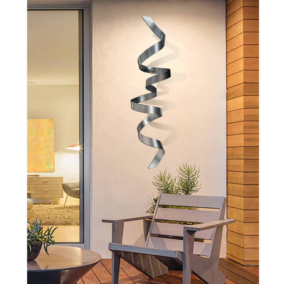 Black & Silver Modern Metal Wall Sculpture Accent Art 44" x 10 ...