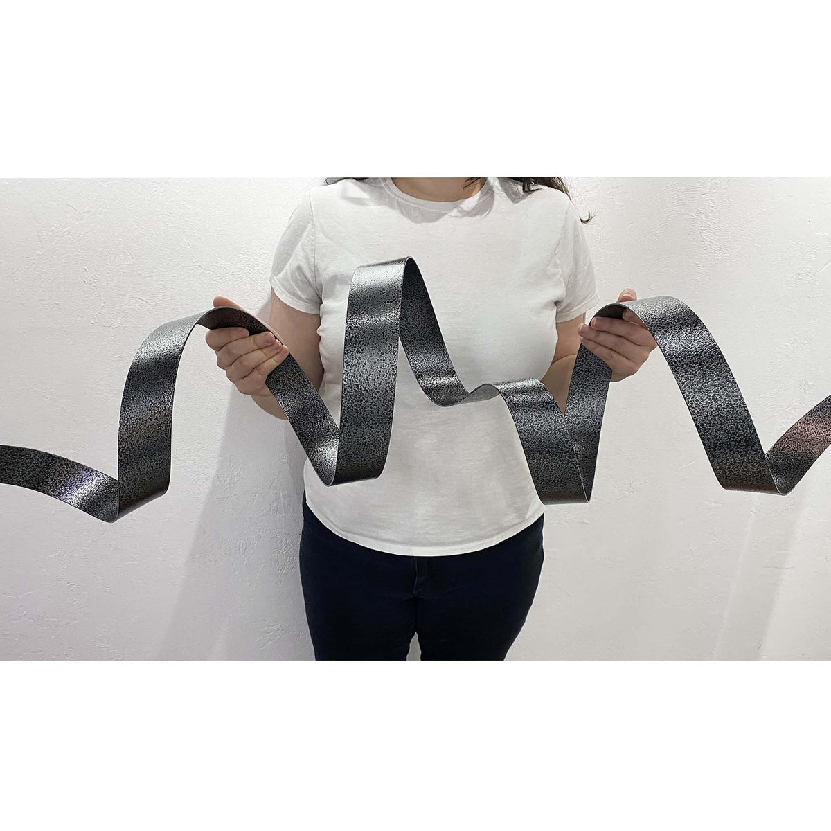 Black & Silver Modern Metal Wall Sculpture Accent Art 44" x 10 ...