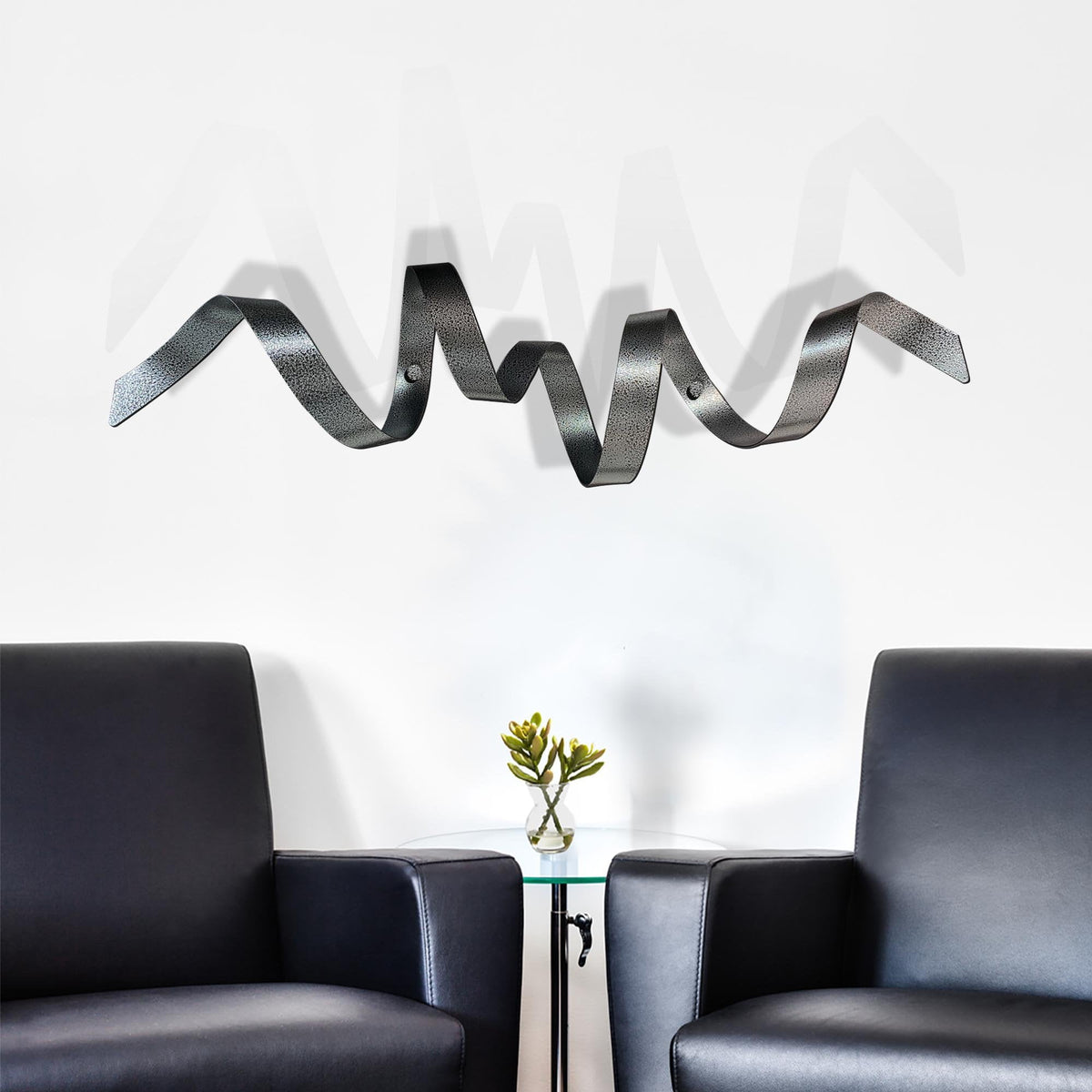 Black & Silver Modern Metal Wall Sculpture Accent Art 44" x 10 ...